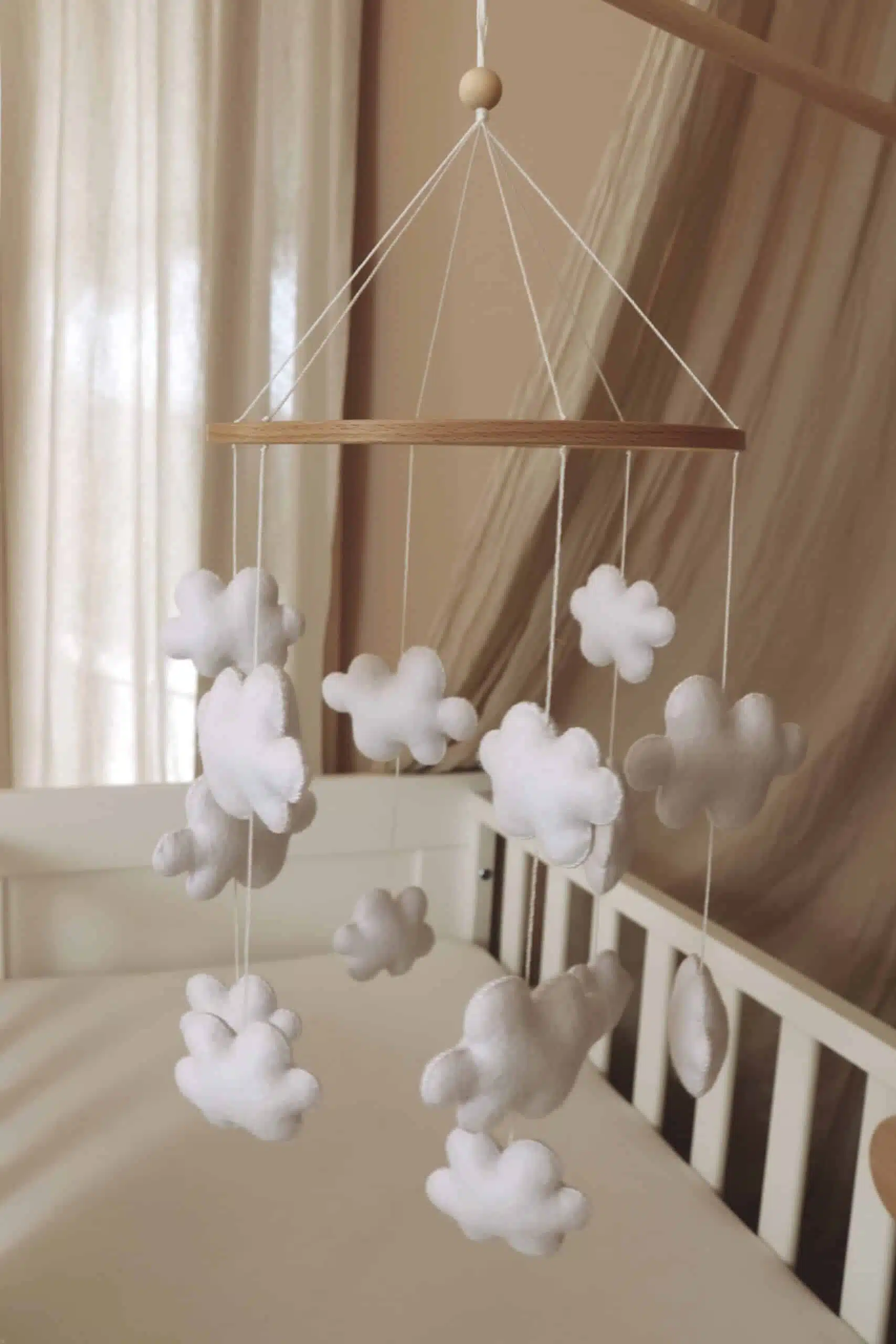 Handmade wooden Clouds mobile | Little Loua